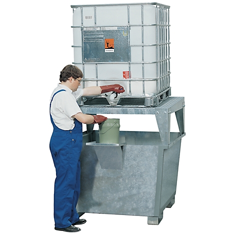 IBC-Station ASECOS, Stahl, mit Abfüllbock u. Staplerschuhen, 1000 l ...