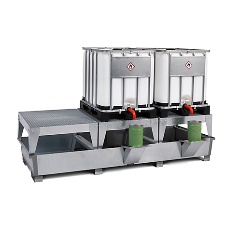 Station IBC ASECOS, en acier, avec 3 stands de remplissage et des ...