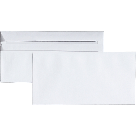 Witte enveloppen, 110 x 220 mm (DL) zonder venster, zelfklevend, pak ...