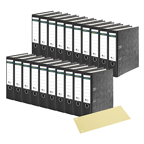 SCHÄFER SHOP Ordner, DIN A4, 80 mm, 20 Stück + GRATIS Trennstreifen ...