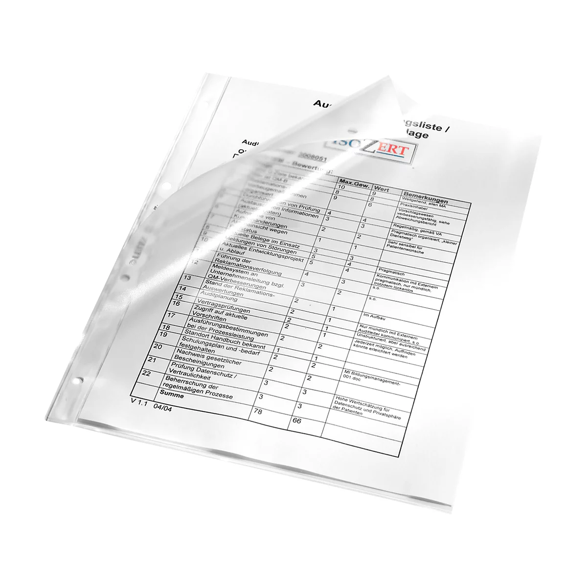 LEITZ insteekhoesjes 4780/4784, A4, bovenaan en aan de zijkant open ...