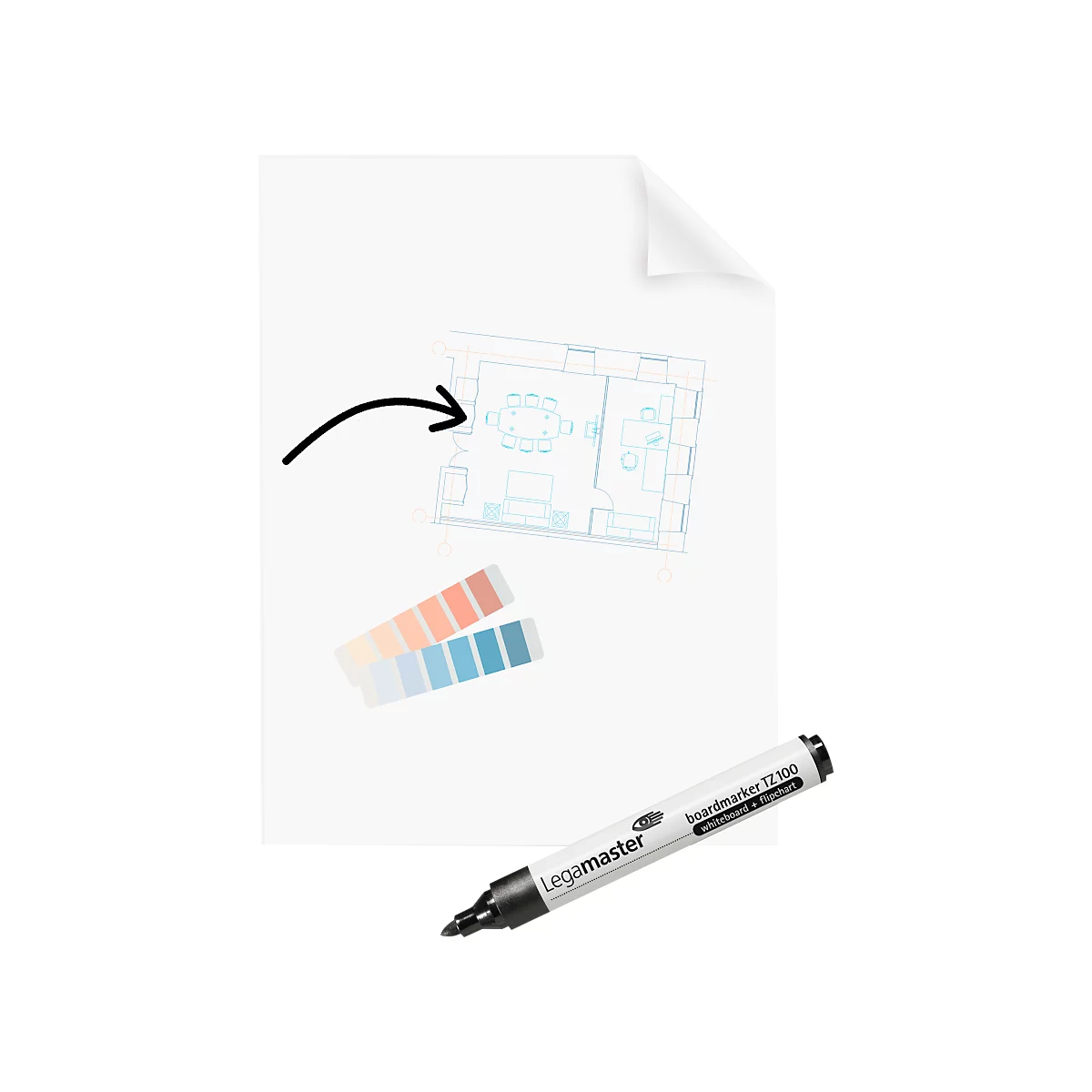 Magic Charts Legamaster, für Whiteboards, blanko, selbstklebend ...