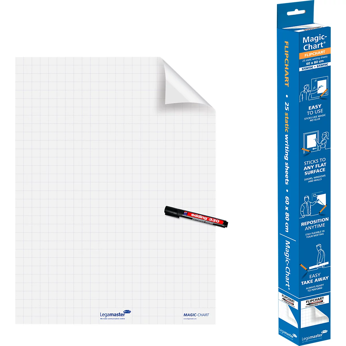 Magic Charts Legamaster, para pizarras blancas, en blanco, autoadhesivo ...