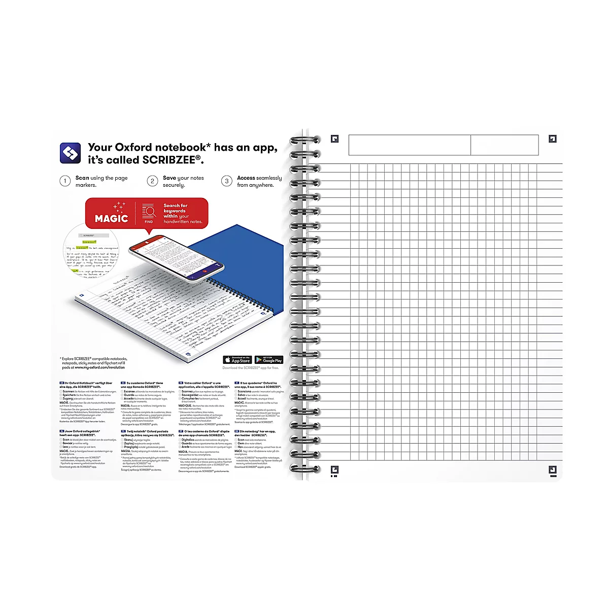 Spiralheft Oxford Urban Mix, DIN A5, 90 Seiten, Optik Paper®, kariert ...